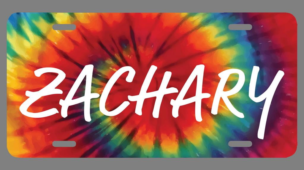 Zachary Name Tie Dye Style License Plate Tag Vanity Novelty Metal | UV ...