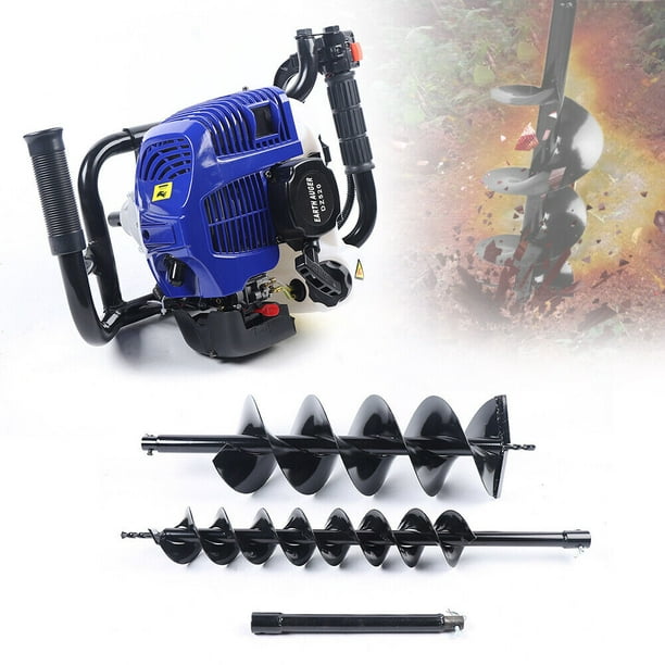 DENEST 52CC Post Hole Digger Gas Powered Earth Auger Borer Machine + 2 ...