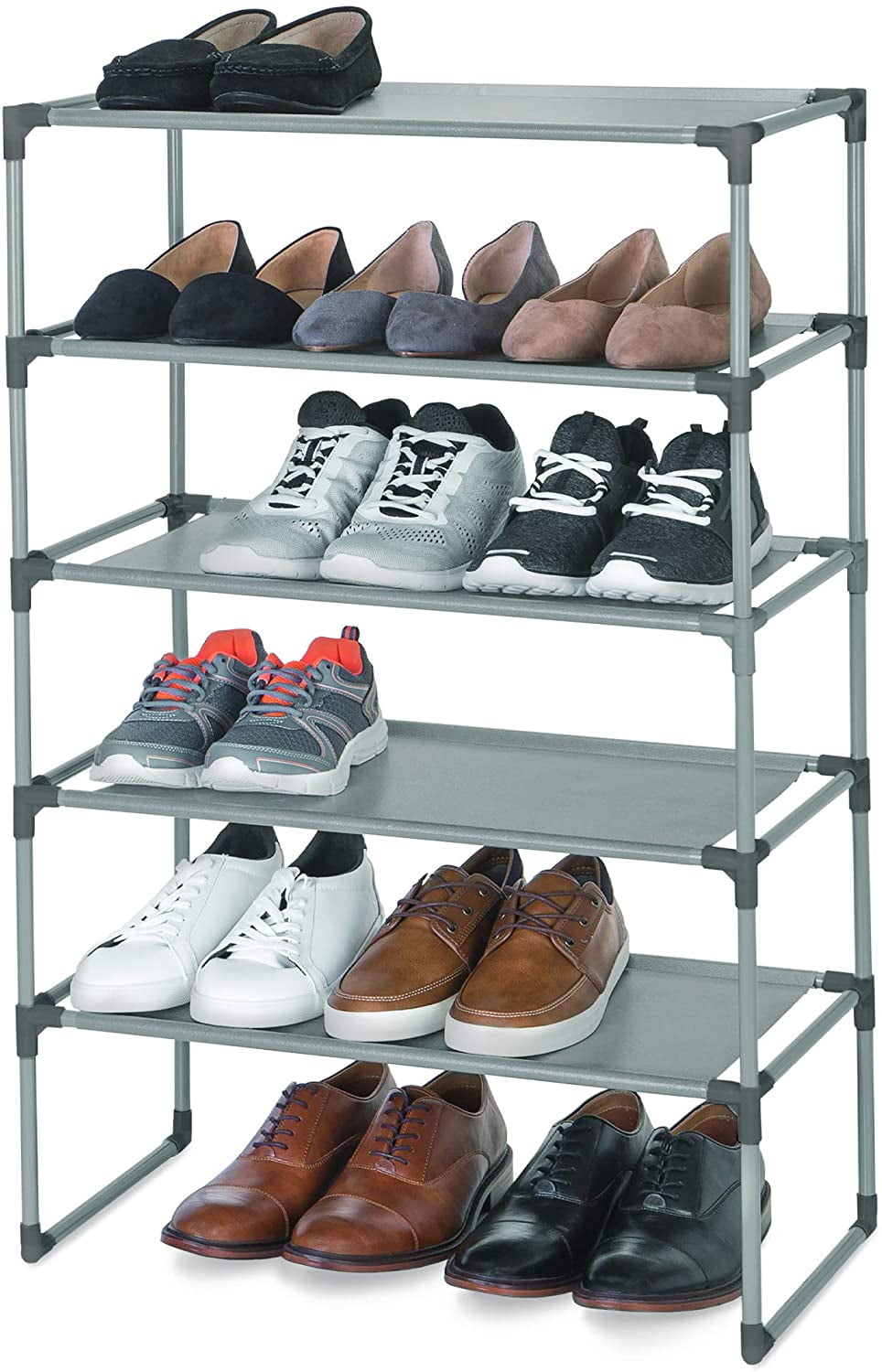 Shoe Rack Shelf - Stackable - Laminated Liner - Steel Metal Frame - 2 ...