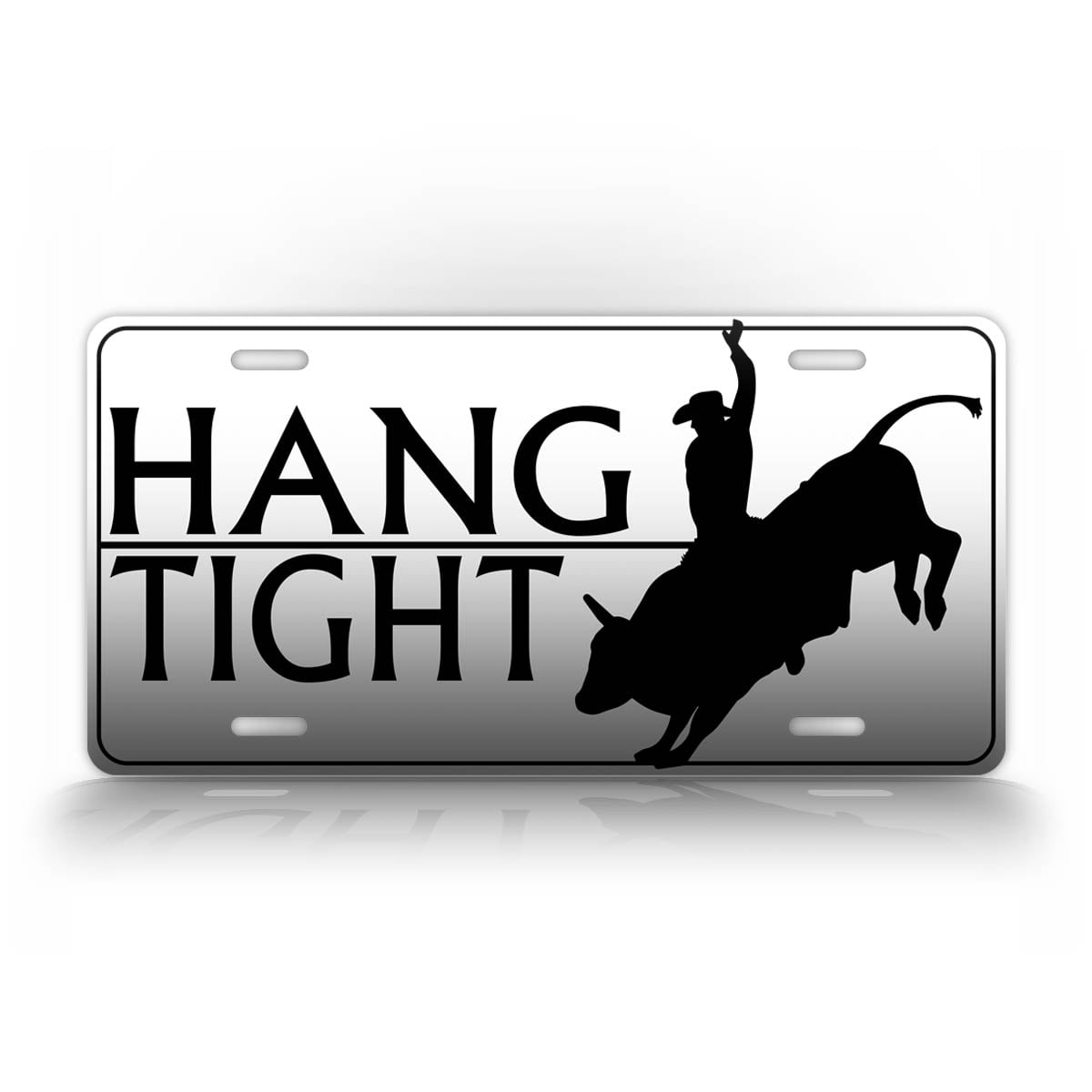 Rodeo Bull Rider License Plate Cowboy 'HANG TIGHT" Auto Tag Aluminum ...
