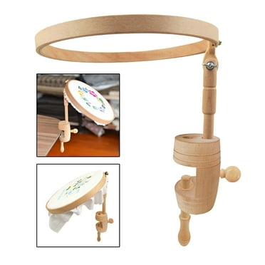 Adjustable Embroidery Hoop Holder with Clamp, Wooden Stitch Stand ...
