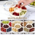 1 Pack Divided Serving Tray with Lid and Handle, Portable Round Snackle ...