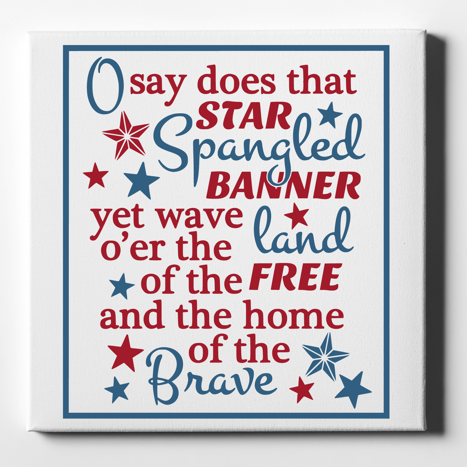 Star Spangled Banner Word Art - 10" x 10" - Decorative Canvas Wall Art ...