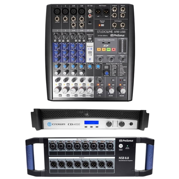 Crown CDi4000 2-Ch. 1200w Power Amplifier+Presonus StageBox+Studio Live ...