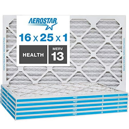 Aerostar 16x25x1 MERV 13 Pleated Air Filter, AC Furnace Air Filter ...