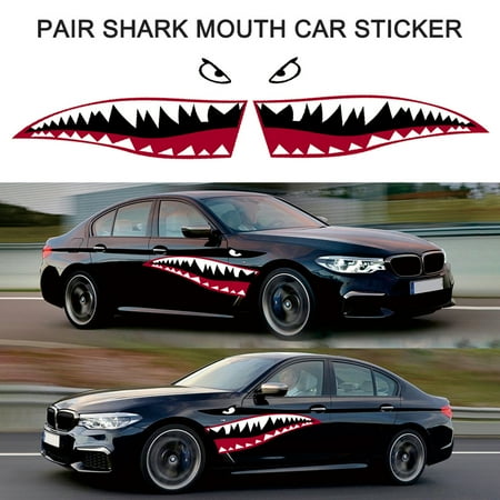 Pair Shark Mouth Reflective Decals Sticker Graphics Car Sticker Decals ...