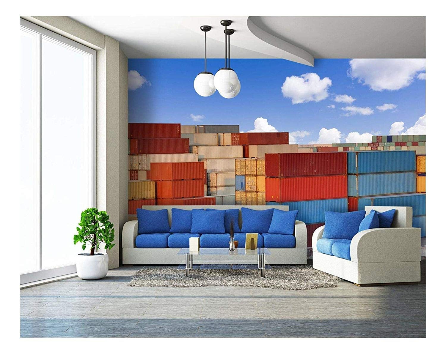 Wall26 Stacks of Colorful Cargo Containers - Removable Wall Mural ...
