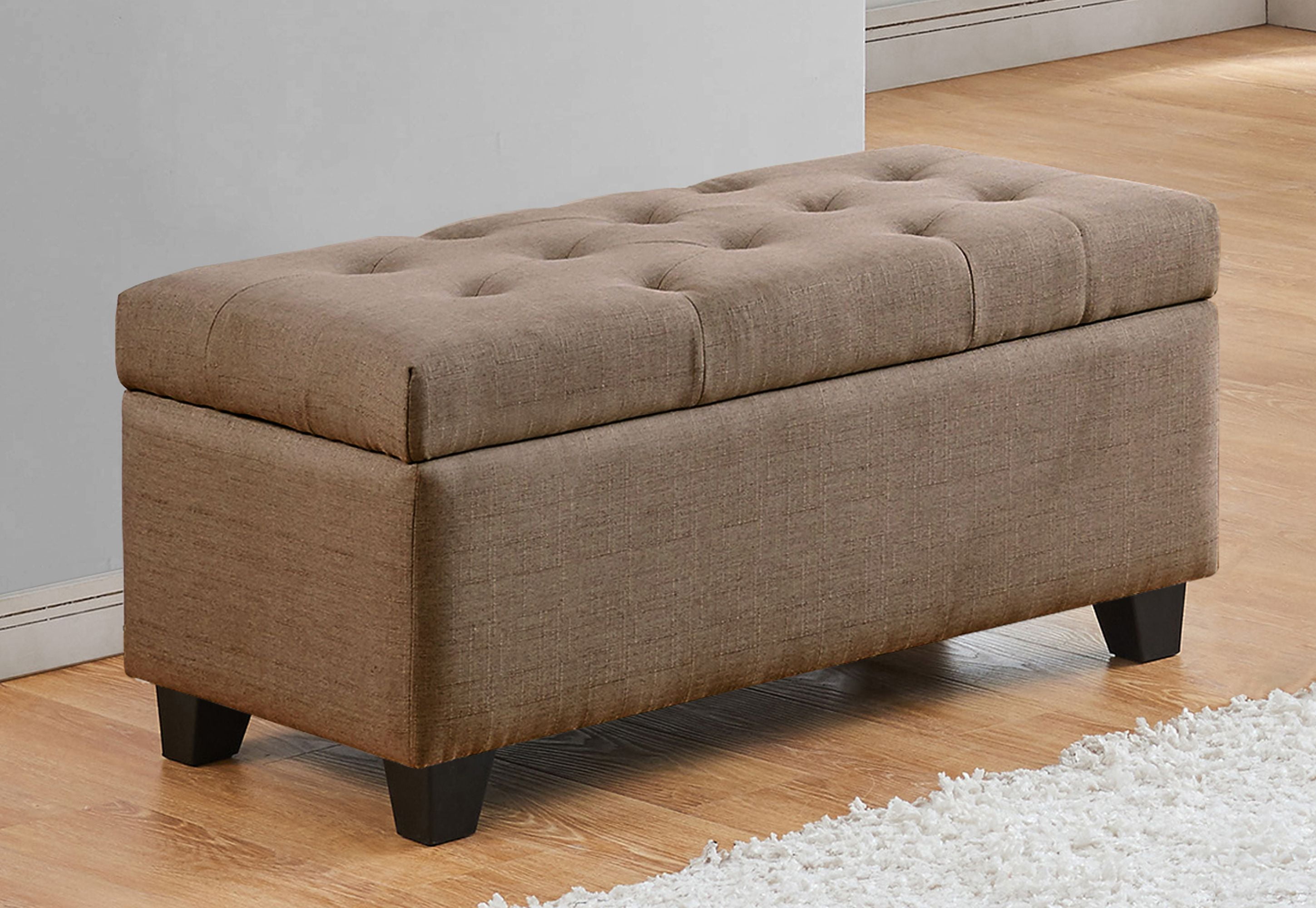 Tufted Storage Bench (Brown Linen) - Walmart.ca