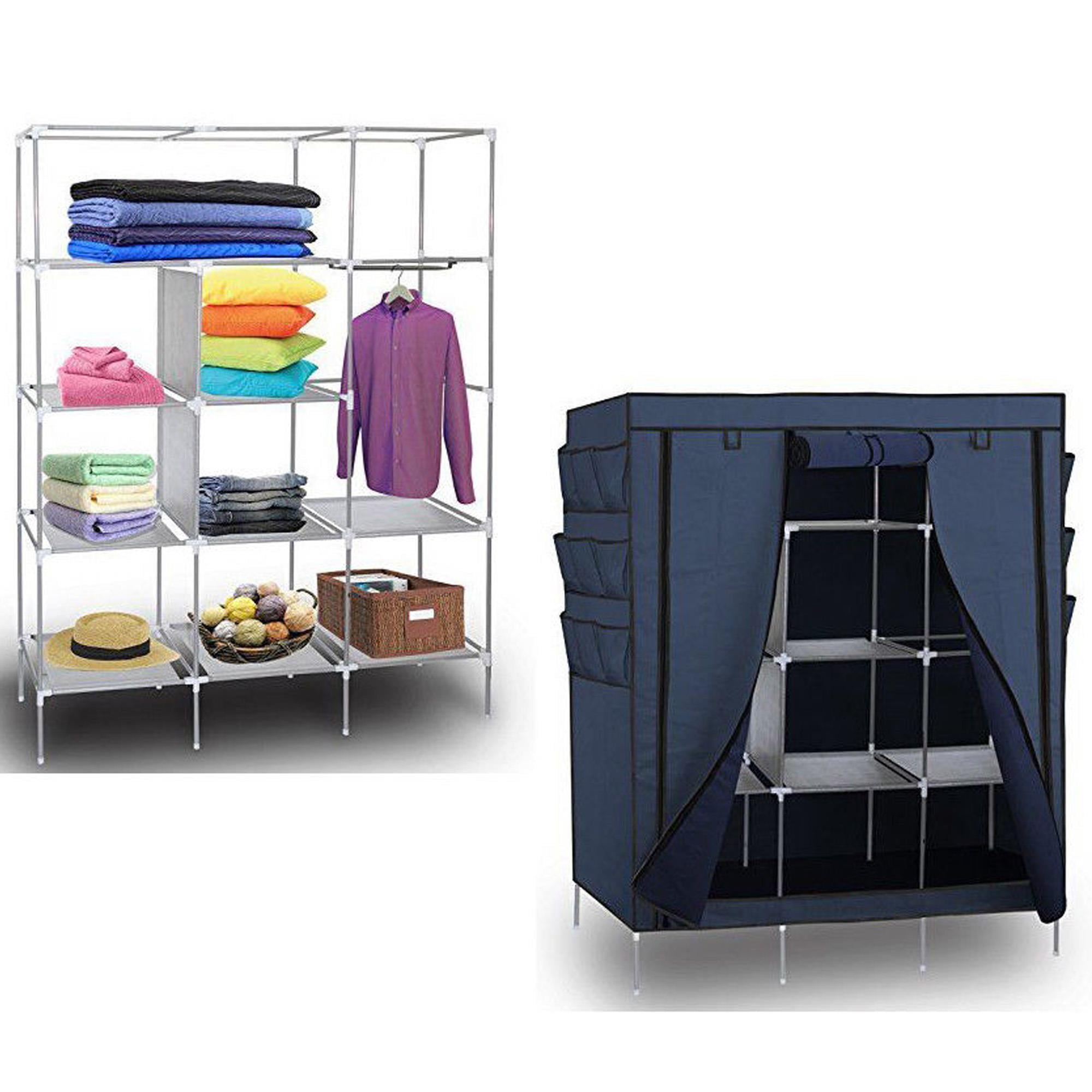GoDecor 69" Portable Clothes Closet Non-woven Fabric Wardrobe Double ...