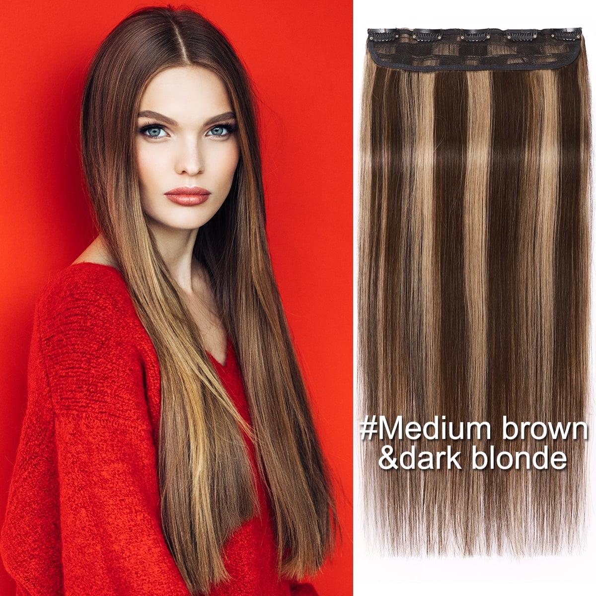 SEGO Clip in Hair Extensions Human Hair 3/4 Full Head 100% Real Remy ...