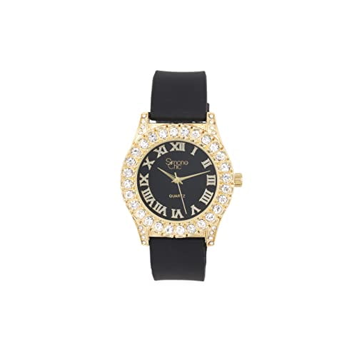 Simone Chic. Women's Big Rocks Fully Iced Bezel Colored Dial w/Easy ...