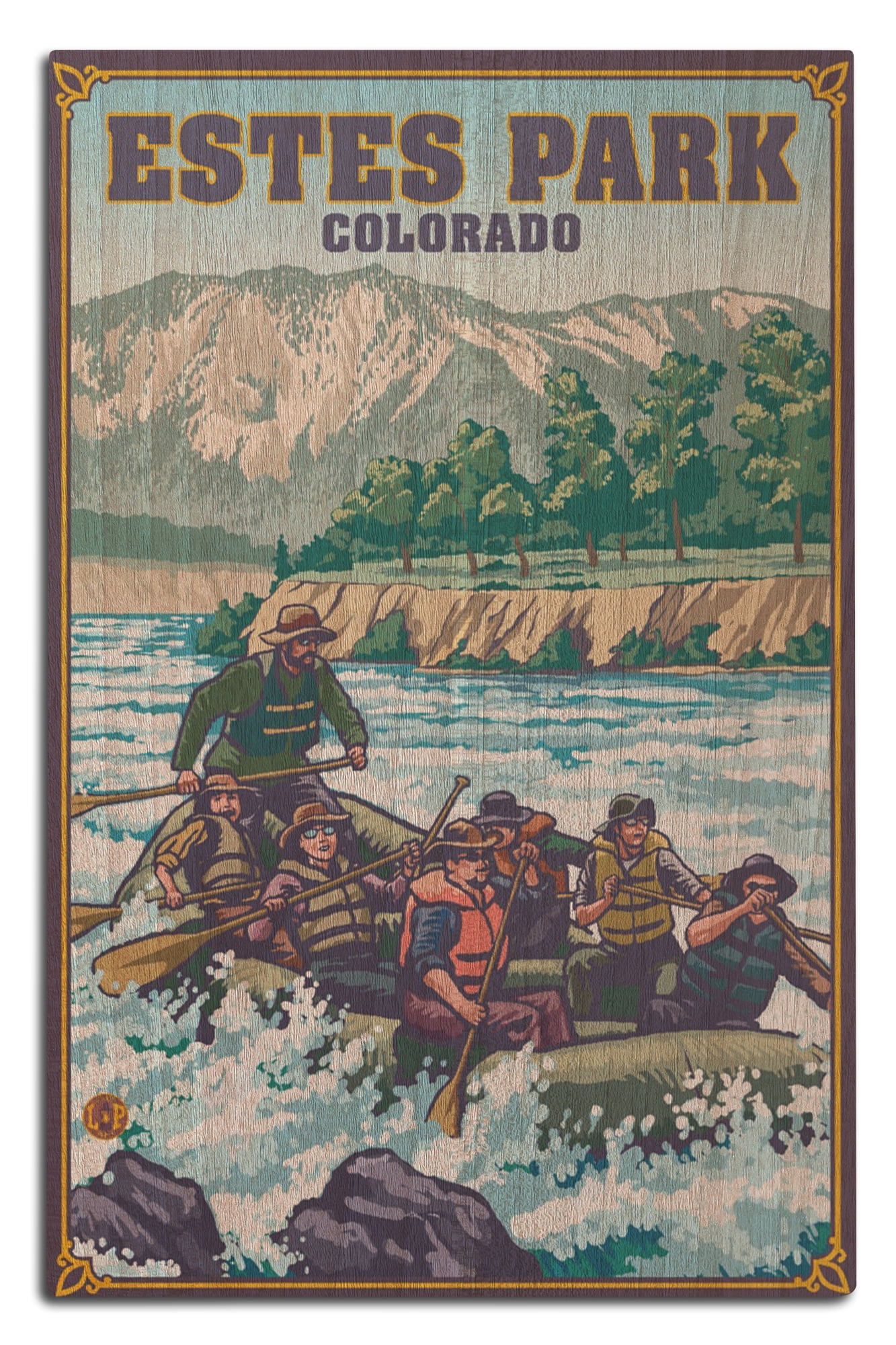 Estes Park, Colorado, River Rafting Birch Wood Wall Sign (12x18 Rustic ...