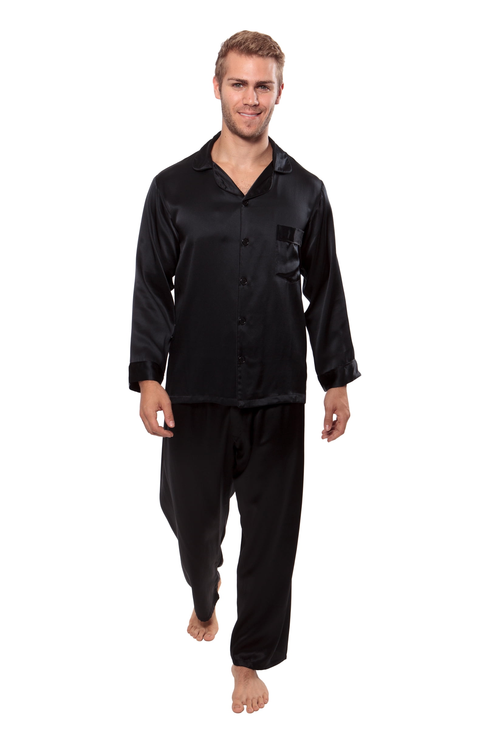 TexereSilk Men's Classic Silk Pajama Set - Luxury Sleepwear - Walmart.com