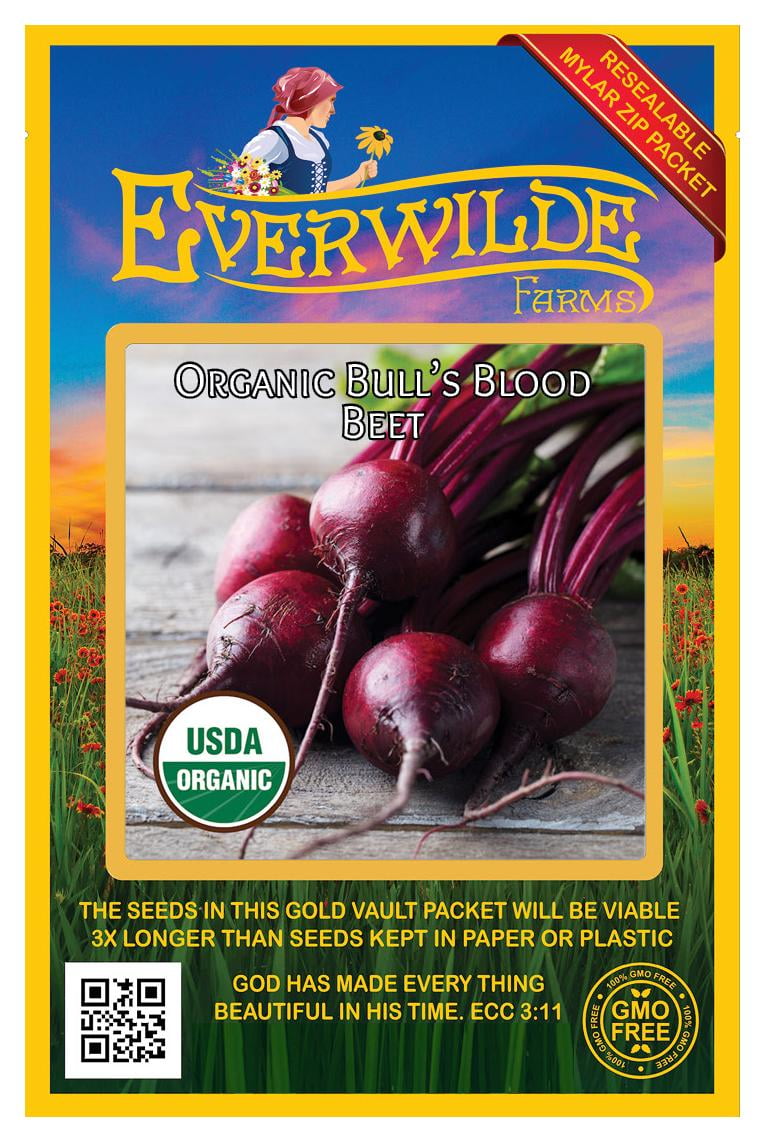 Everwilde Farms - 100 Organic Bulls Blood Beet Seeds - Gold Vault Jumbo ...