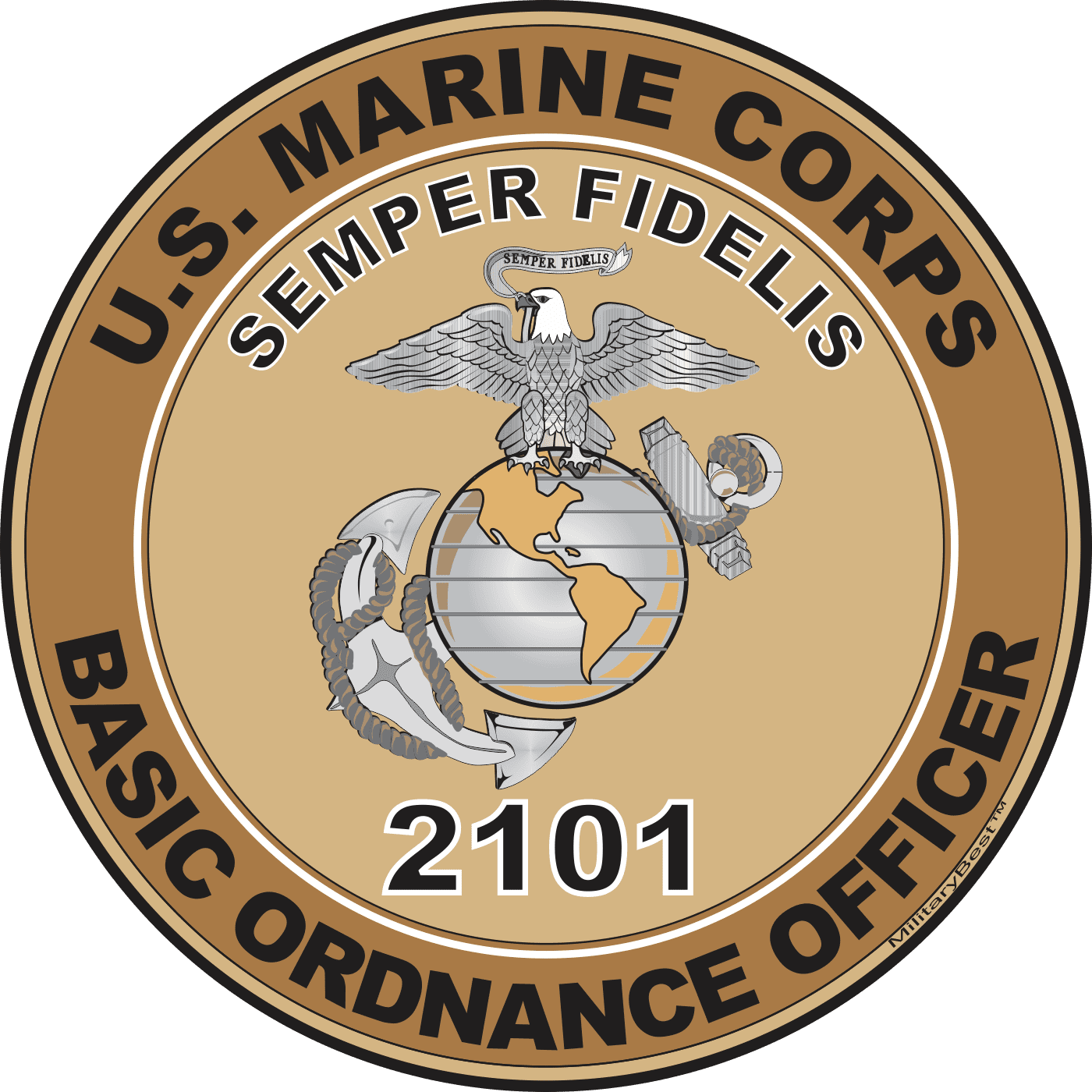 U.S.M.C. MOS 2101 Basic Ordnance Officer Decal 3.8" - Desert Tan ...