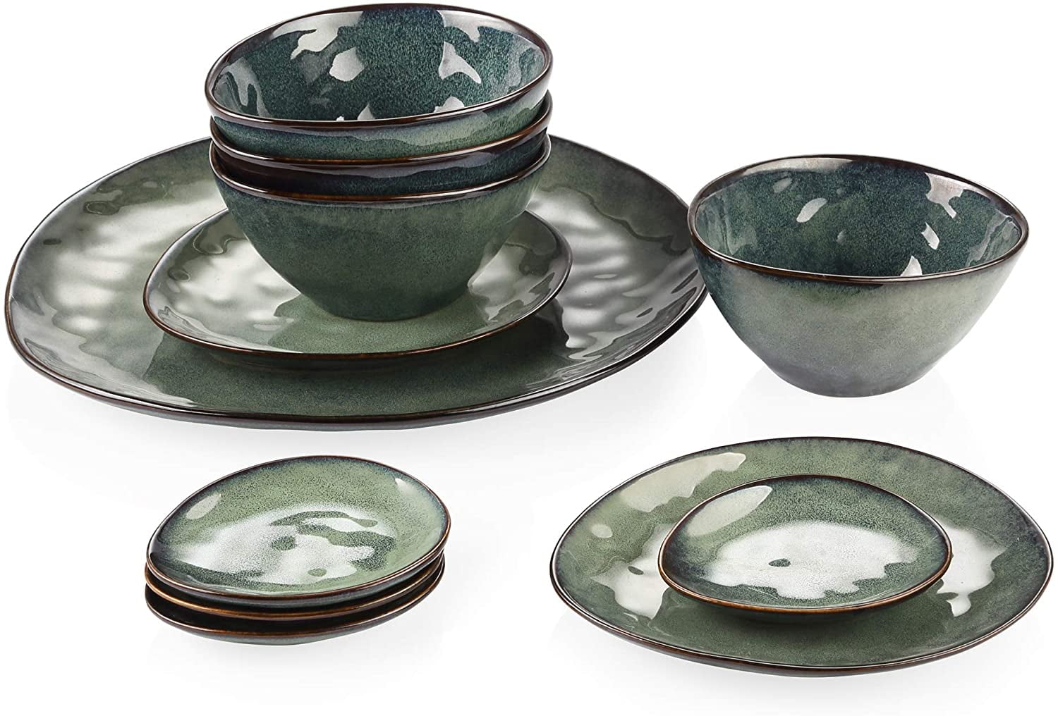 vancasso, Series Starry, 11-Piece Stoneware Dinnerware Set, Green ...