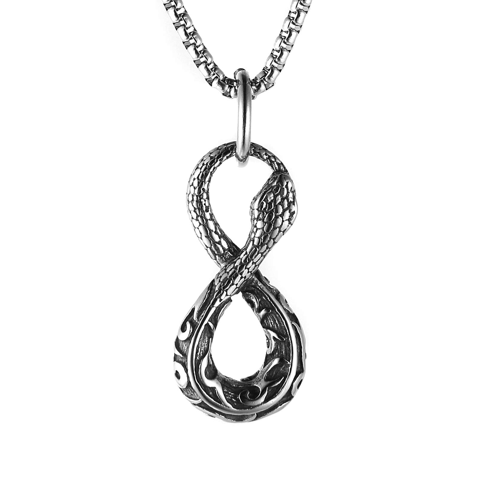 HZMAN Gothic Jewelry Men's Stainless Steel Animal Snake Pendant Chain ...