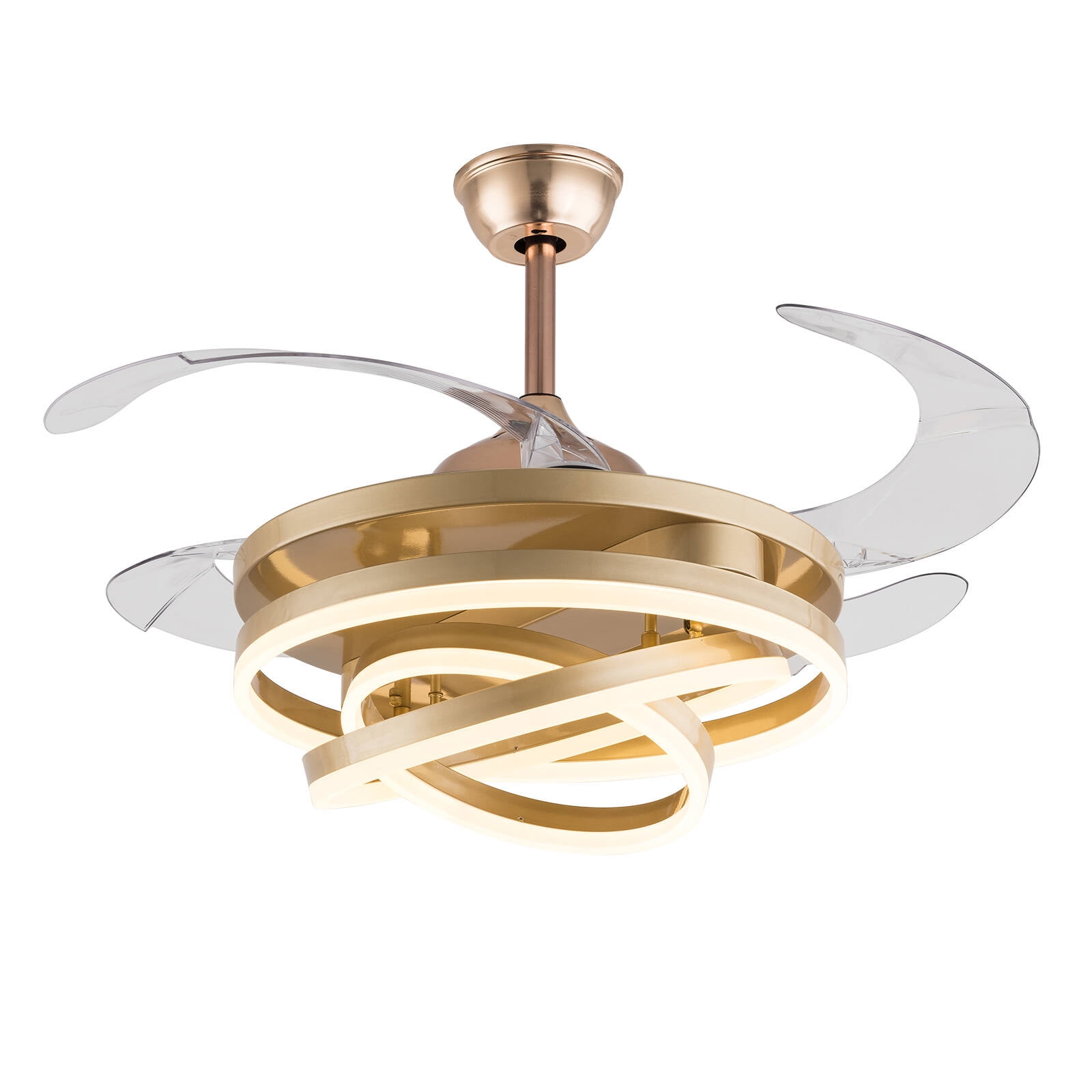 42 inch Modern Ceiling Fan with Light Remote Control, Metal Retractable ...