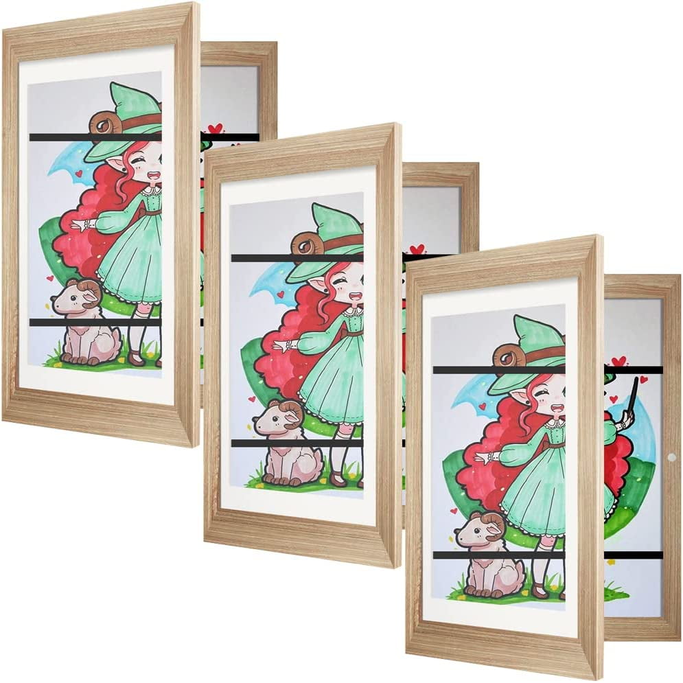 3PCS Kids Artwork Frames - Front Opening, Tempered Glass ...