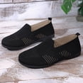 Black Ladies Breathable Mesh Flats Low Cut Lightweight Comfortable ...