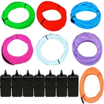 7 Pack EL Wire Neon Light Strip w/Battery Pack, 10ft DIY Flexible Neon ...