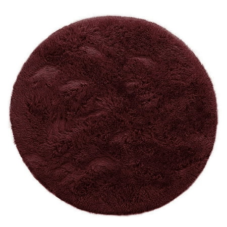Round Carpet Home Living Room Bedroom Area Rug Polyester Long Plush ...