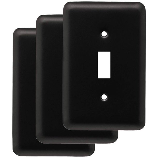 Franklin Brass Stamped Round Single Switch Wall Plate in Flat Black, 3 ...