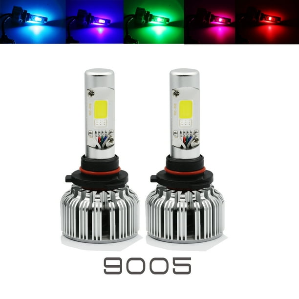 2 in 1 9005 100W 10000LM CREE LED Headlight Kit+RGB DRL Day Time Running Lights Bluetooth Phone ...