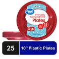 (2 pack) Great Value Everyday Disposable Plastic Compartment Plate, Red ...