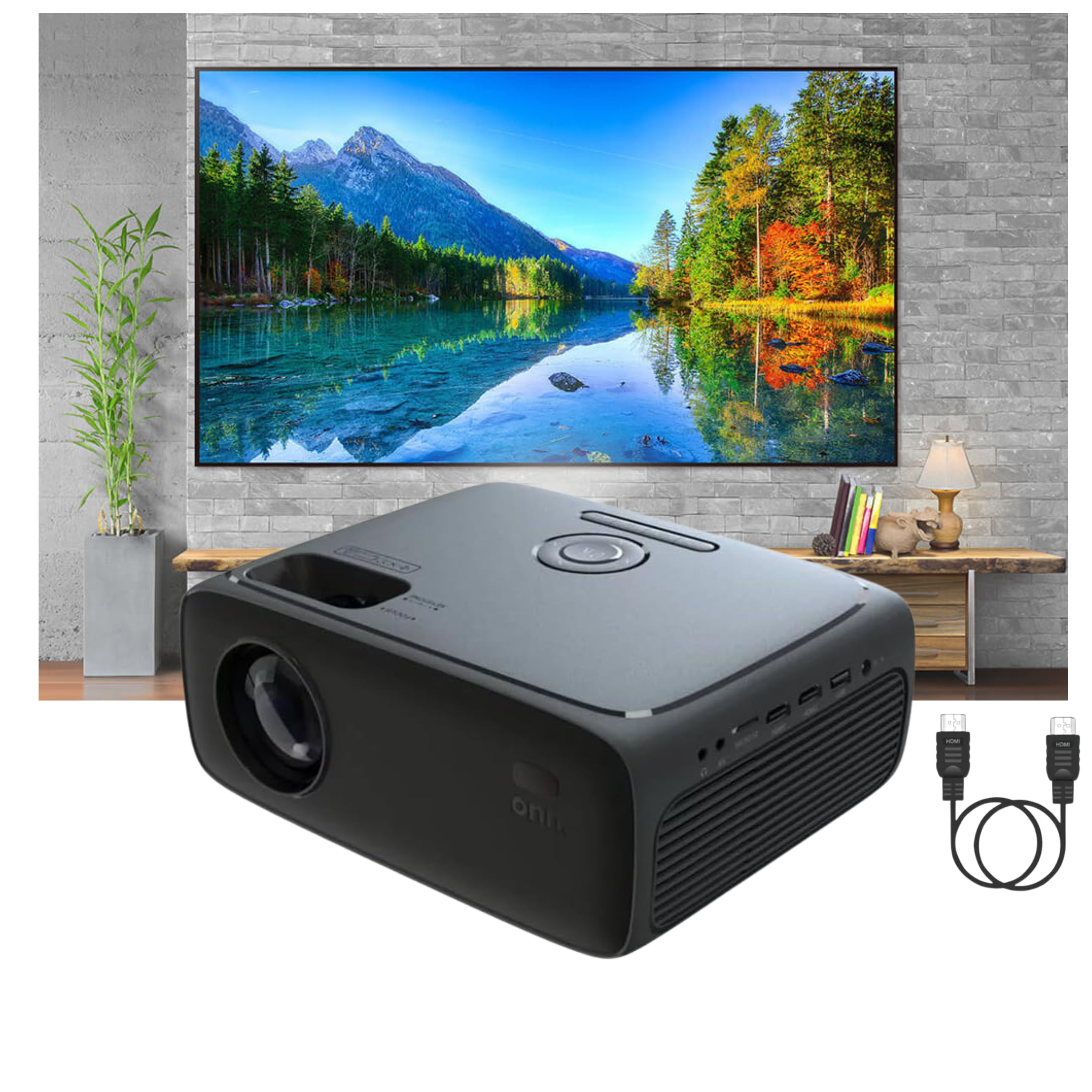 Restored ONN 720P HD Home Theater Projector with 6' HDMI Cable, Black ...
