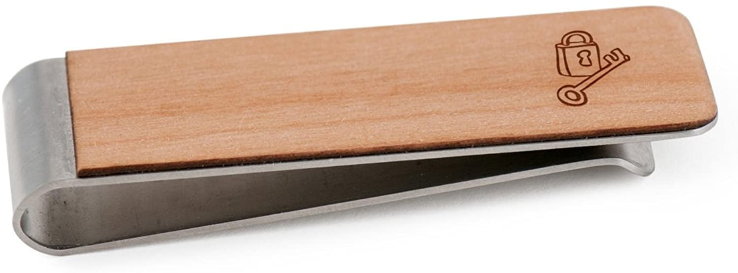 WOODEN ACCESSORIES COMPANY Wooden Money Clips With Laser Engraved Lock ...