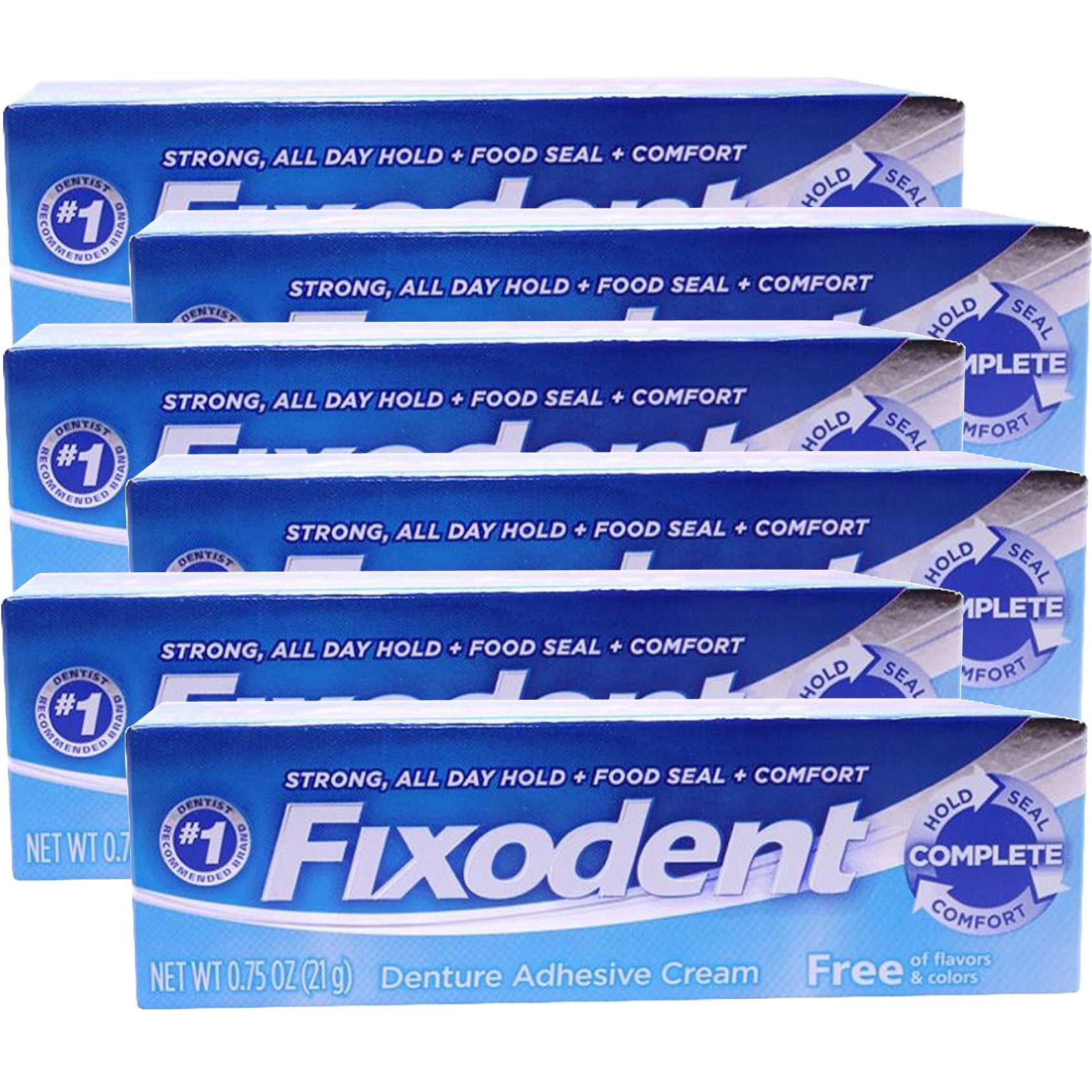 Fixodent Free Denture Adhesive Cream 0.75oz Each, 6 Pack - Walmart.com