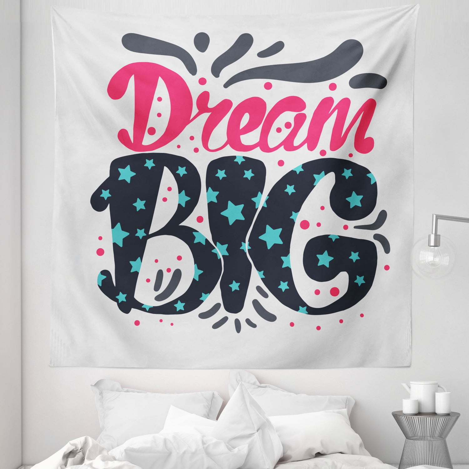 Dream Tapestry, Vintage Style Dream Big Message with Stripes and Star ...
