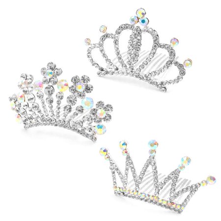 AIMTYD 3 Pieces Silver Tiaras Crown with Hair Comb Mini Tiaras Crown ...
