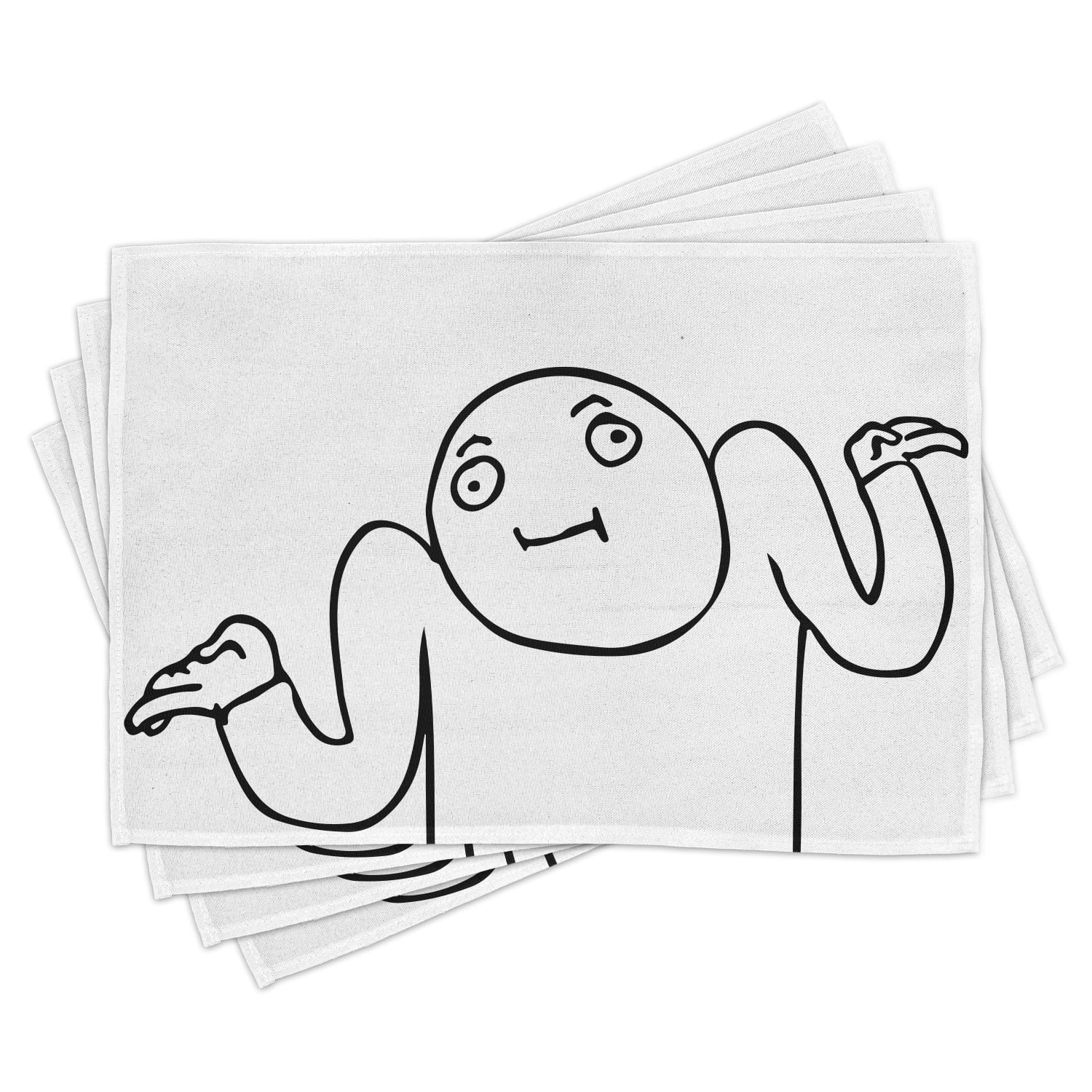 Ambesonne Humor Place Mats Set of 4, Whaever Guy Meme Sketchy, Standard ...