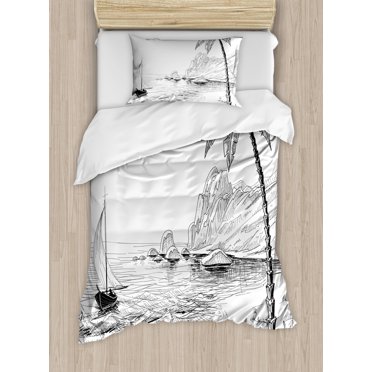 Winter Twin Size Duvet Cover Set, Fantastic Landscape Photography Snowy ...