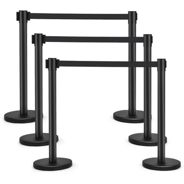 Costway 6Pcs Stanchion Posts Queue Pole Retractable 3 Velvet Ropes with ...
