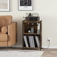 Y&M Record Player Stand with USB Charging, Storage Cabinet, Small ...