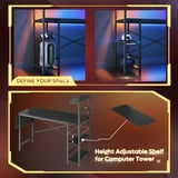 Bestier 52 inch Office Gaming Desk with LED Lights, Shelves & Storage ...