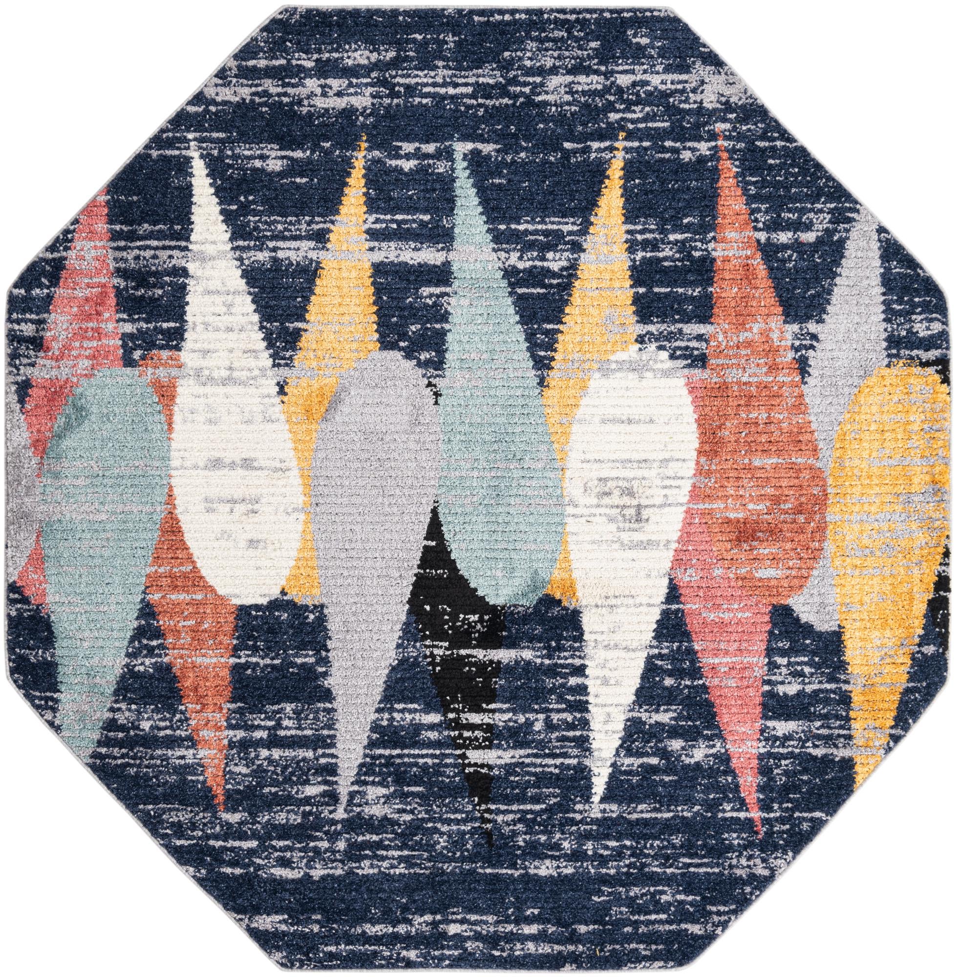 Rugs.Com Tagine Collection Rug – 8 Ft Octagon Blue Medium-Pile Rug ...