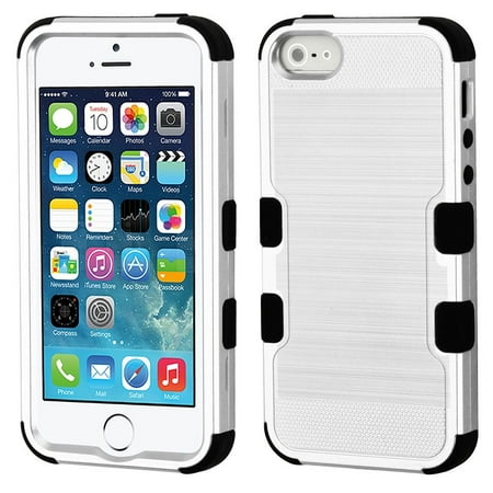 Apple iPhone 5/5S/SE Case, by Insten Tuff Brushed PC/TPU Rubber Case ...