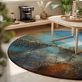 Abstract 4FT Round Area Rug Blue Gray Textured Landscape Industrial ...