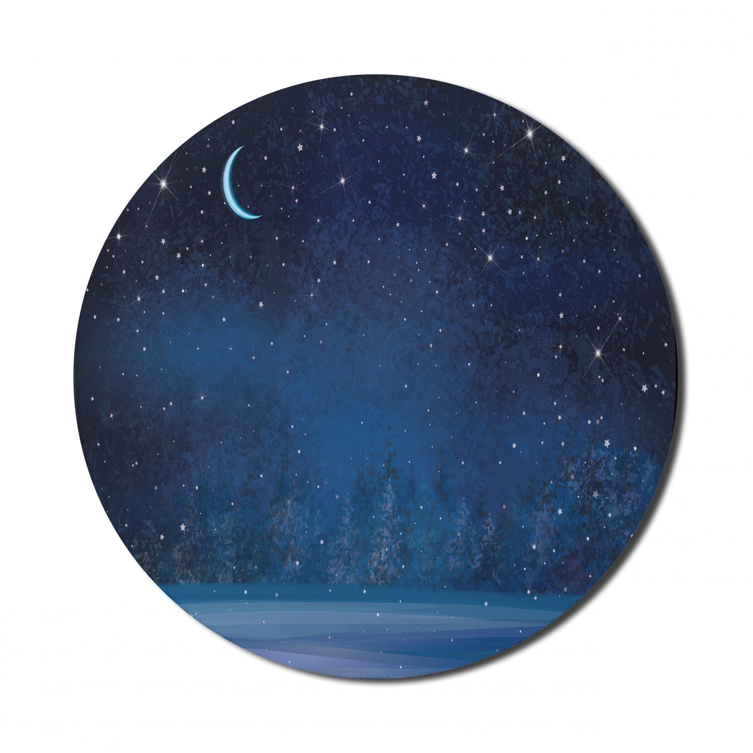 Moon Mouse Pad for Computers, Winter Season Wonderland Starry Sky Night ...
