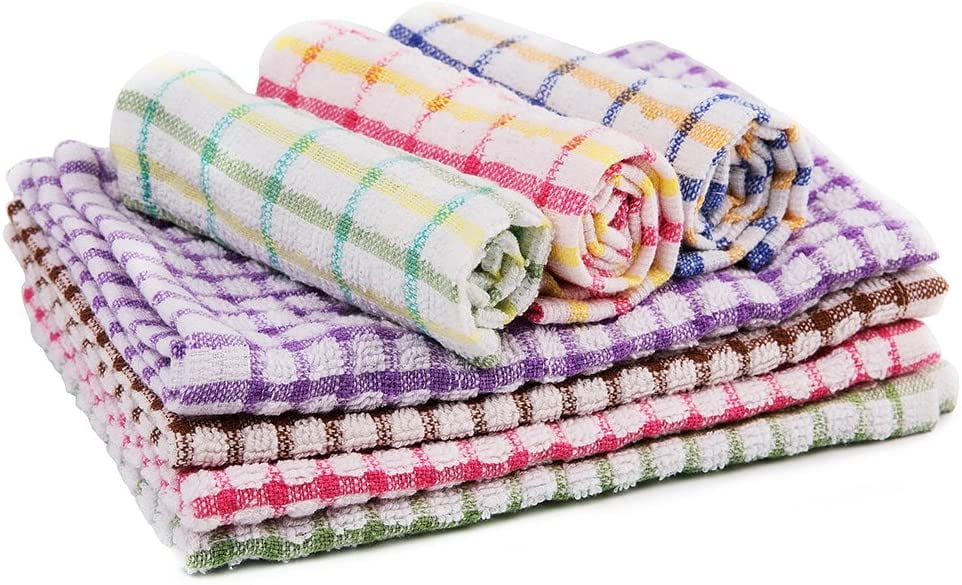 7pcs Lattice Cotton Dish Towel,Kitchen Washcloths Reusable Dish Cloth ...