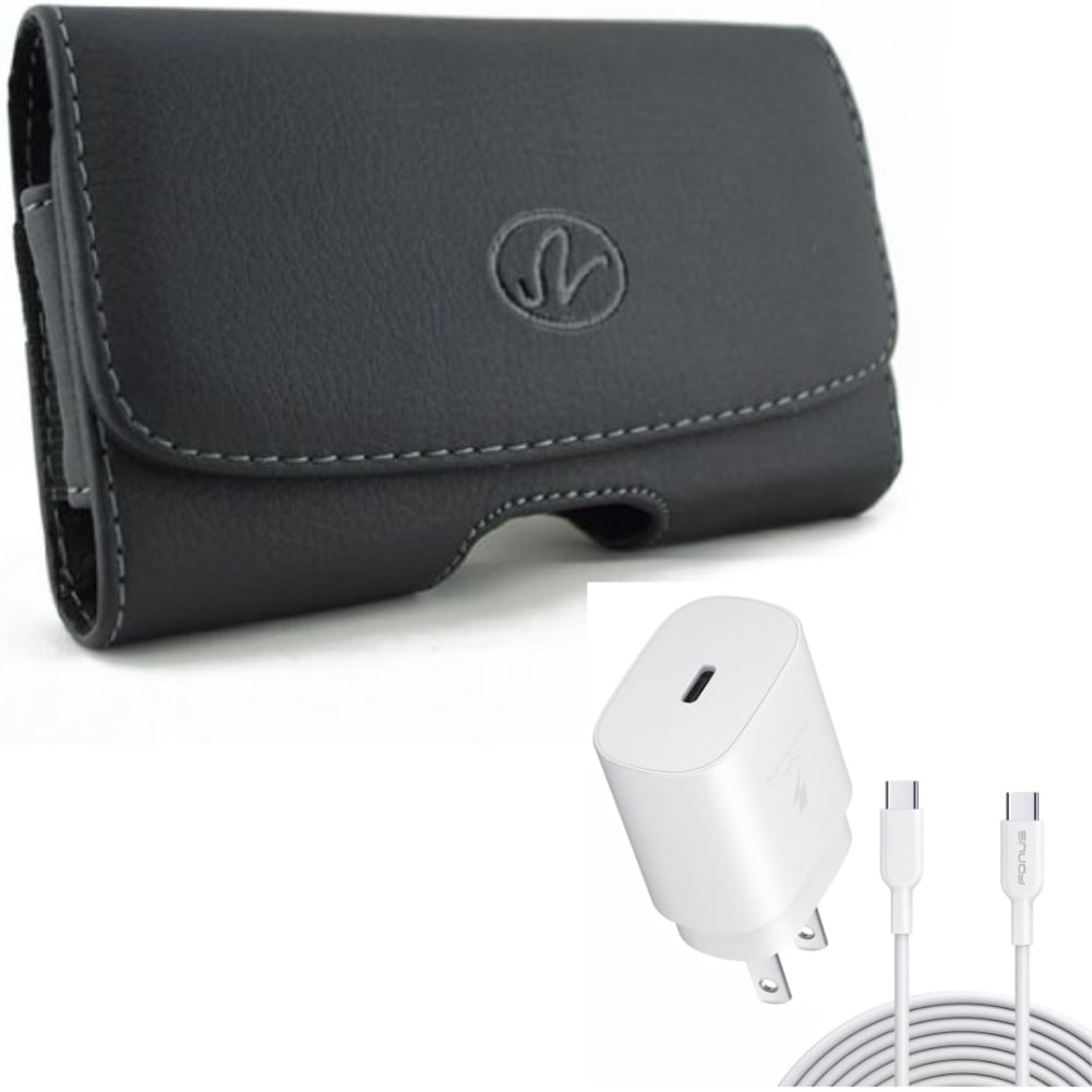 PD Type-C 25W Fast Home Charger w Leather Case Belt Clip for Samsung ...