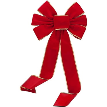 Big Red Christmas Outdoor Bows, Heavy Duty Red Nylon Bow with Gold Trim ...