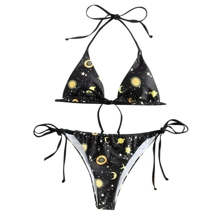 Tie Dye Swimsuits for Women Ladies String Bikini Sets Retro Sun And ...