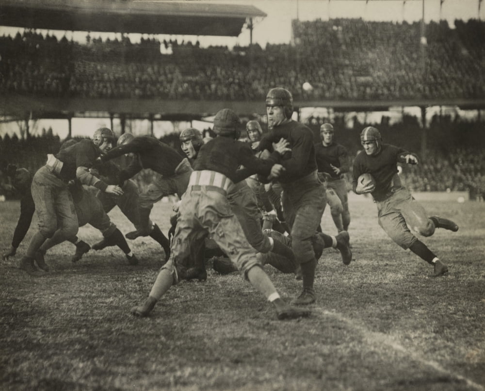 1920S Football Action. Thousands Of Spectators Watch From Double Decker ...