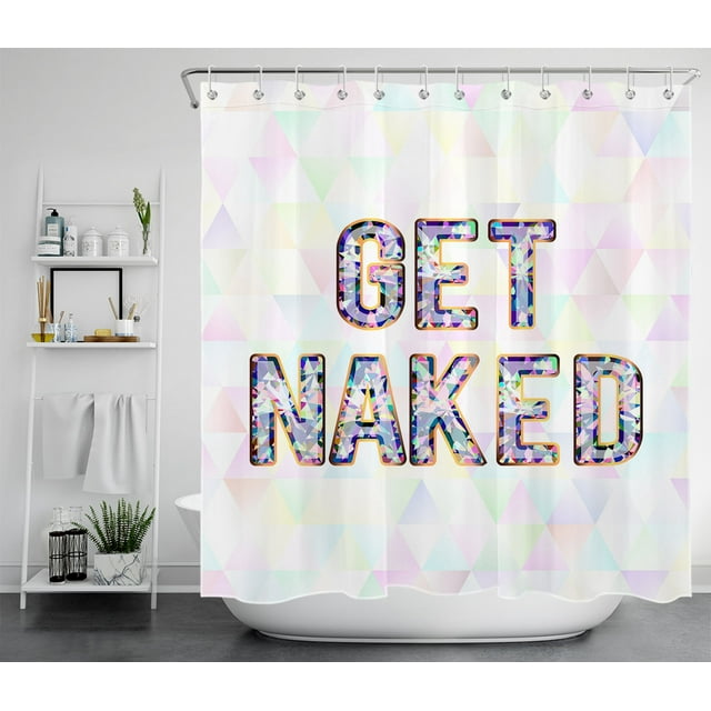 HVEST Get Naked Shower Curtain, Colorful Geometric Patterns Diamond ...