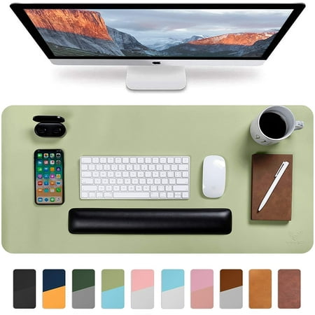 Dual-Sided Extended Desk Pad Mat, 31.5"x15.7" Yikda Multifunctional PU ...